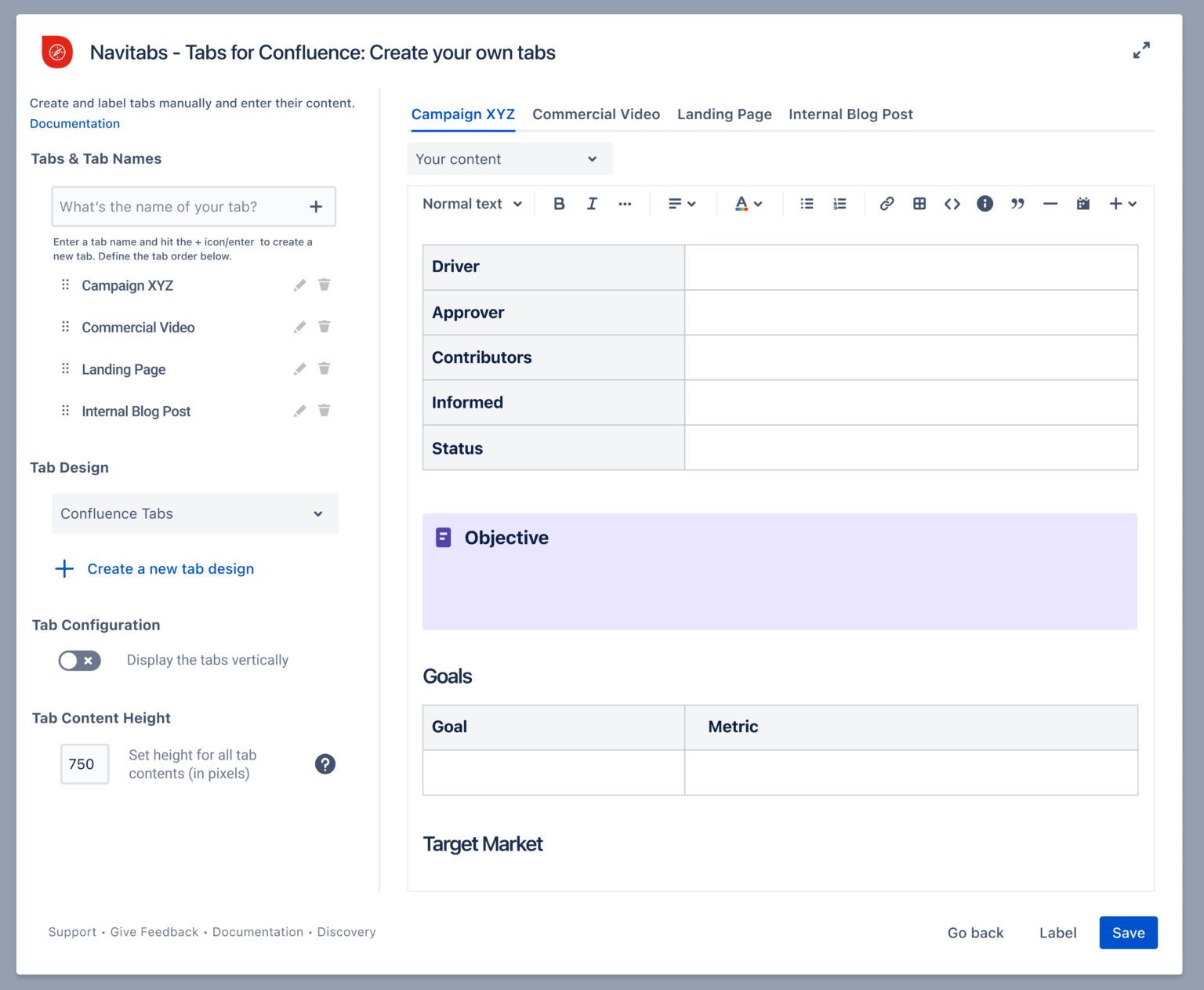 Create Concluence Tabs with Navitabs Tab Wizard | bitvoodoo apps