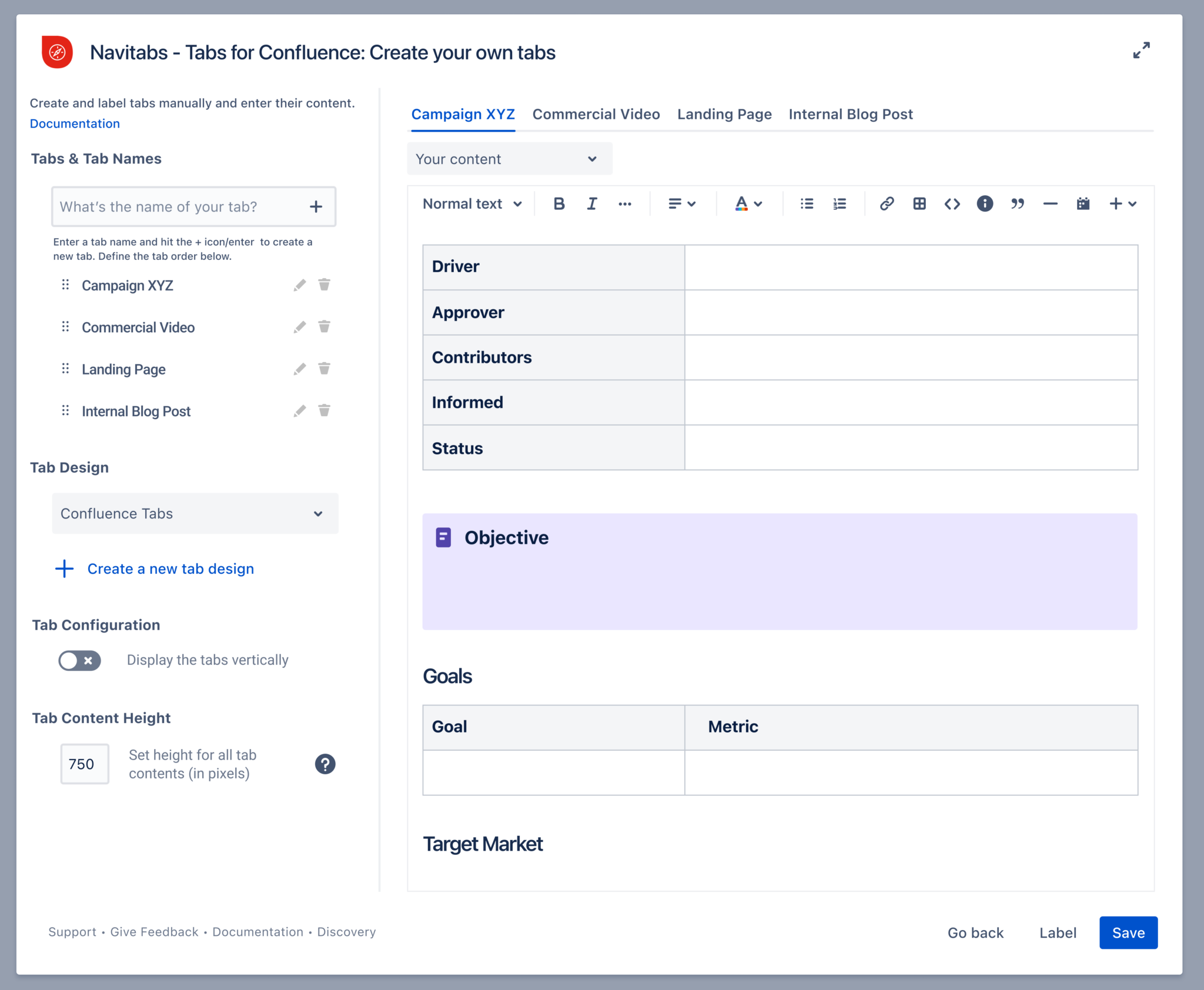 Create Concluence Tabs with Navitabs Tab Wizard | bitvoodoo apps