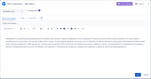 Comparison of Different Tab solutions for Confluence